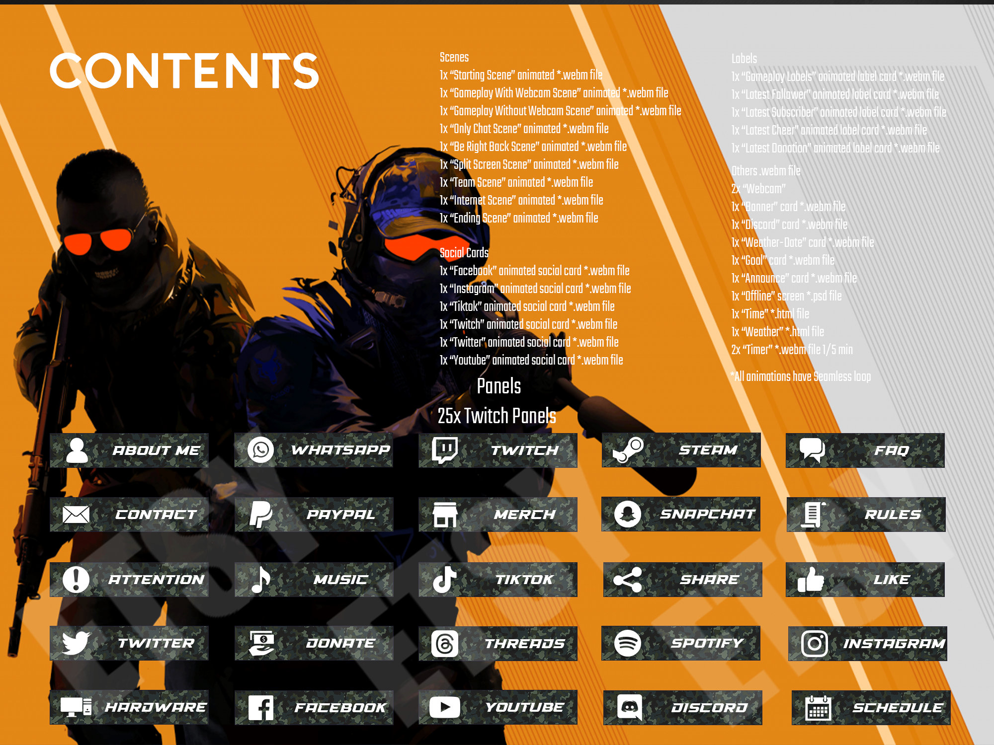 Counter-strike Animated Stream Overlay: Twitch, Youtube, Kick (digital ...