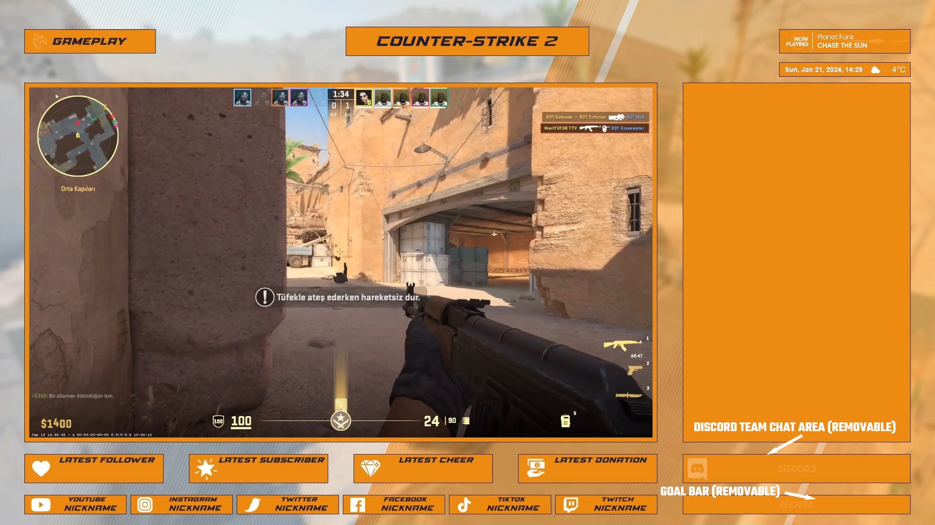 Counter-strike Animated Stream Overlay for OBS. Twitch, Youtube, Kick ...