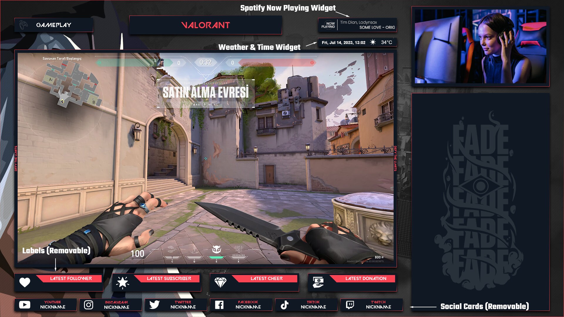 Valorant Agent Fade Animated Stream Overlay for OBS. Twitch - Etsy