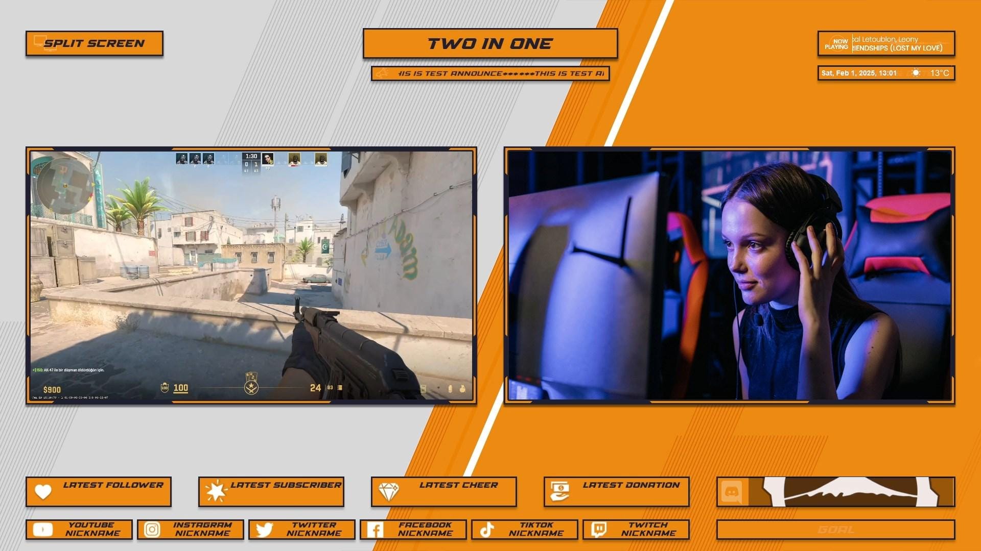 Counter-strike Animated Stream Overlay: Twitch, Youtube, Kick (digital ...