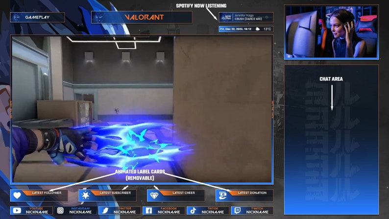 Valorant Agent Yoru Animated Stream Overlay for OBS. Twitch, Youtube ...