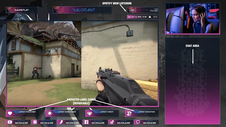 Valorant Agent Fade Animated Stream Overlay for OBS. Twitch, Youtube ...