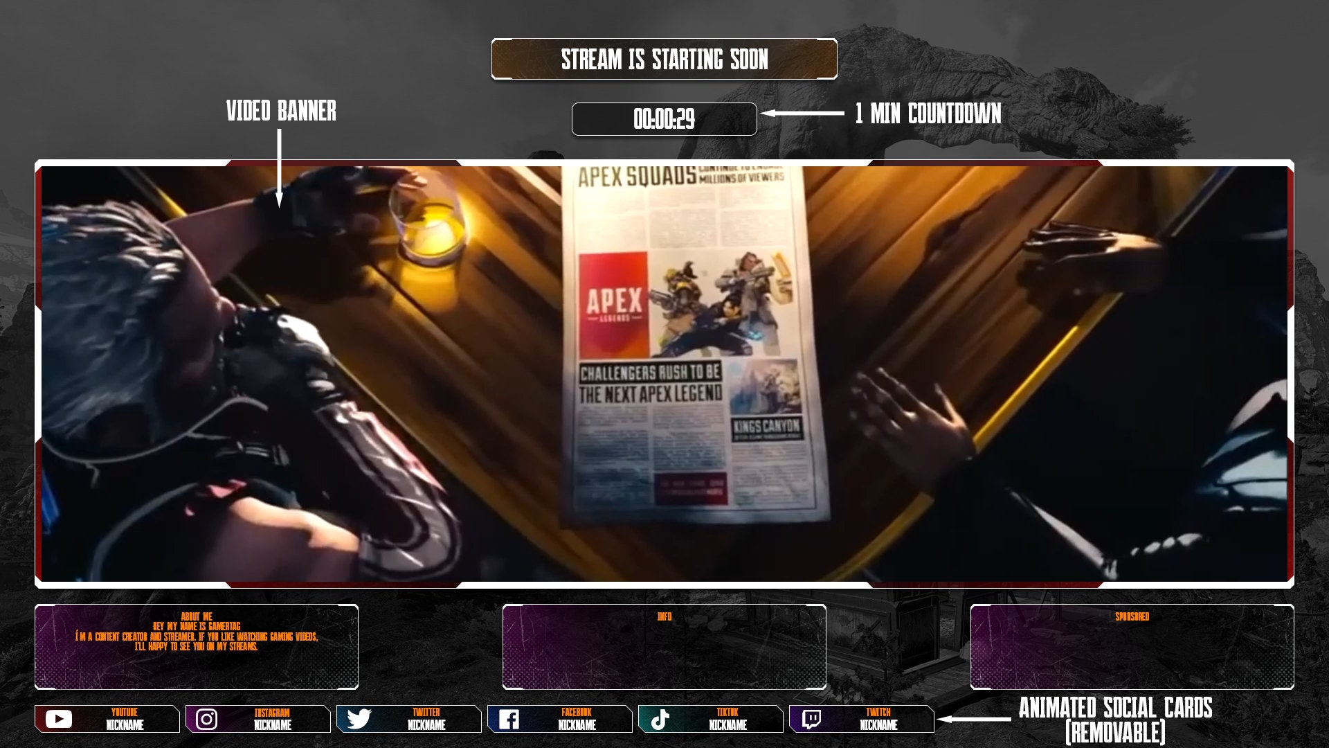 Apex Legends Animated Stream Overlay for OBS. Twitch Youtube - Etsy ...