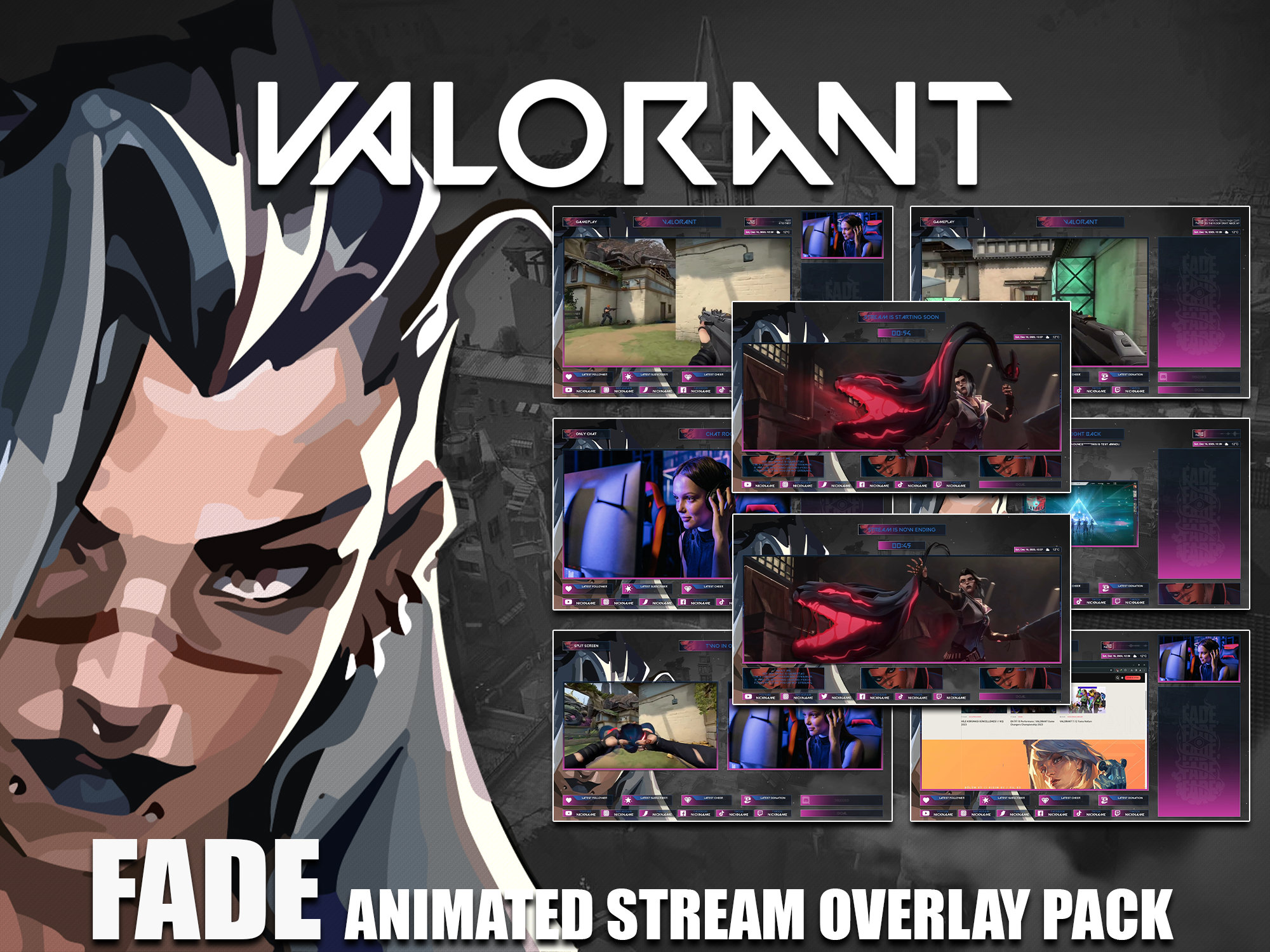 Valorant Agent Fade Animated Stream Overlay for OBS. Twitch, Youtube ...