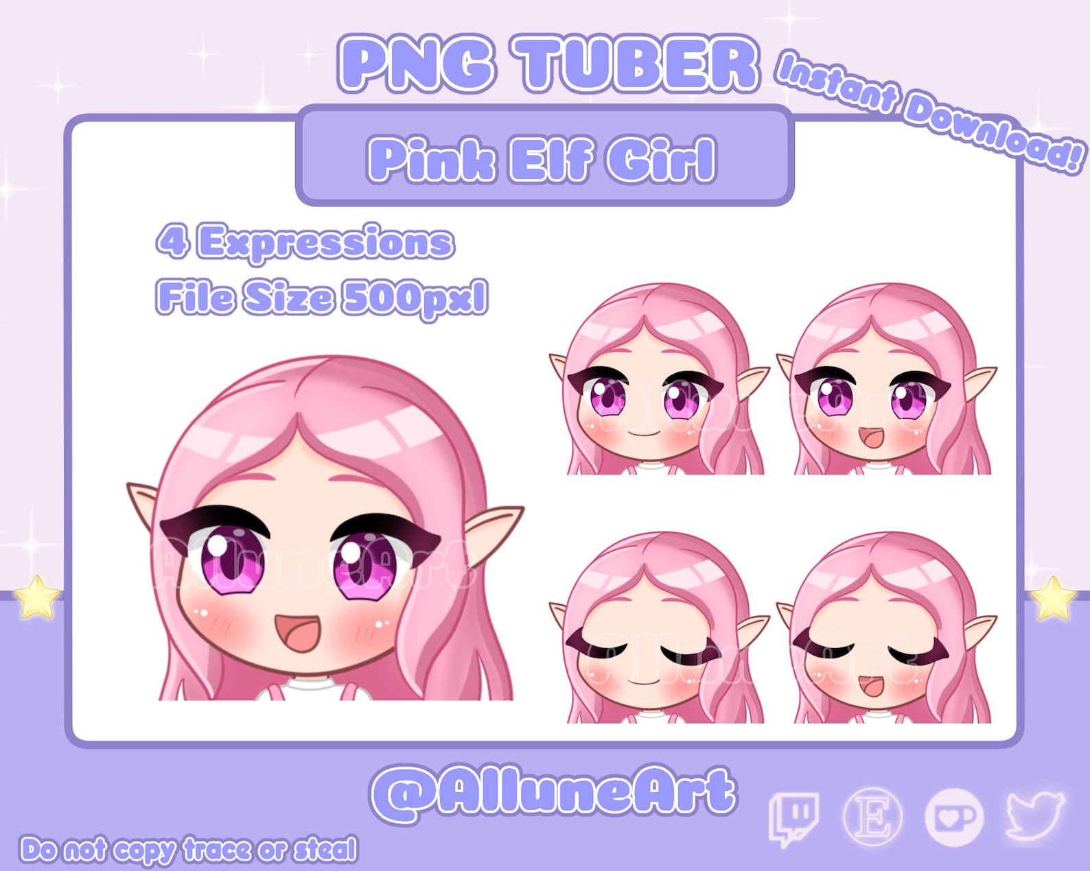 Pngtuber - Elf Girl - Pink Hair - Chibi - Streamer - Discord - Vtuber ...