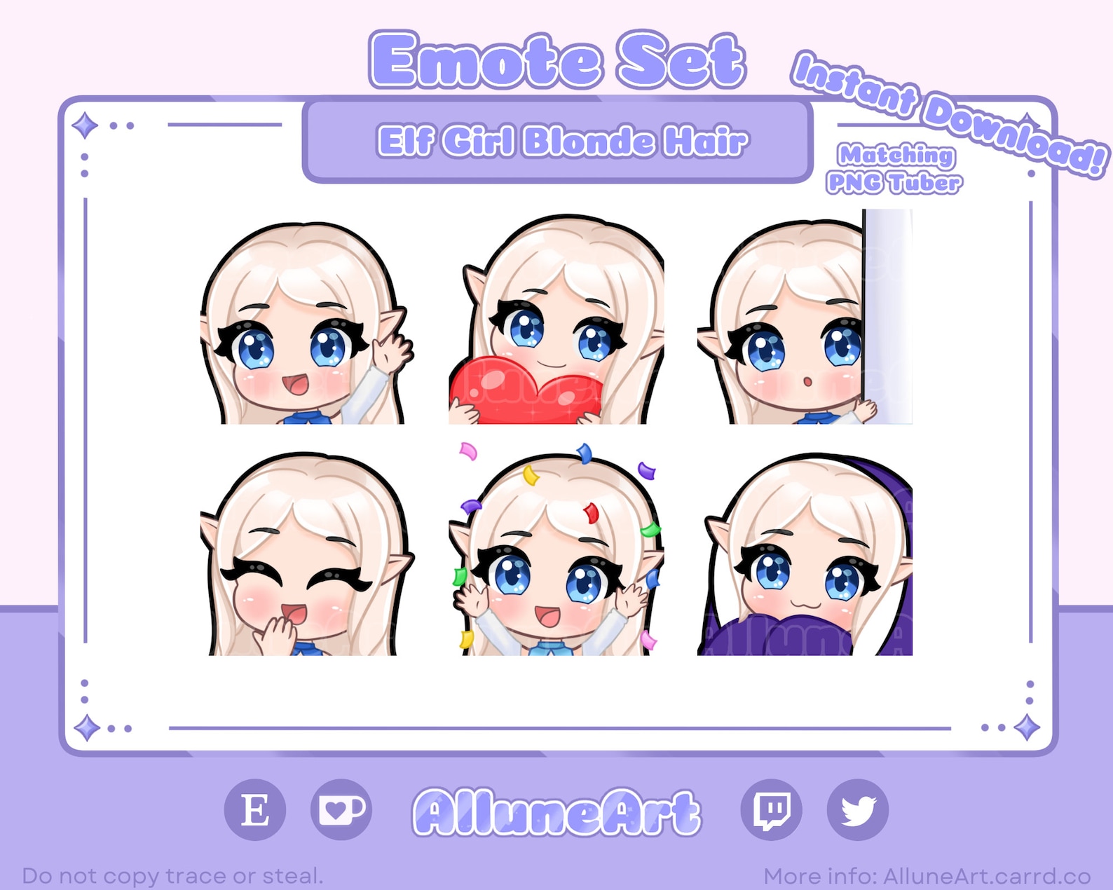 Elf Girl | Blonde Hair | Chibi Emotes for Twitch/youtube/kick | Vtuber ...