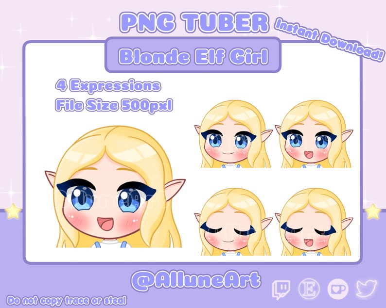 Pngtuber Elf Girl Blonde Hair Chibi Streamer Discord Vtuber Twitch ...
