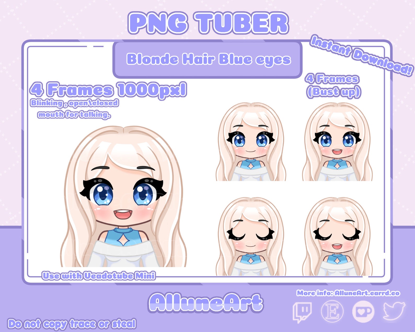 Blonde Hair | Blue Eyes | Chibi Pngtuber Model for Twitch/youtube ...