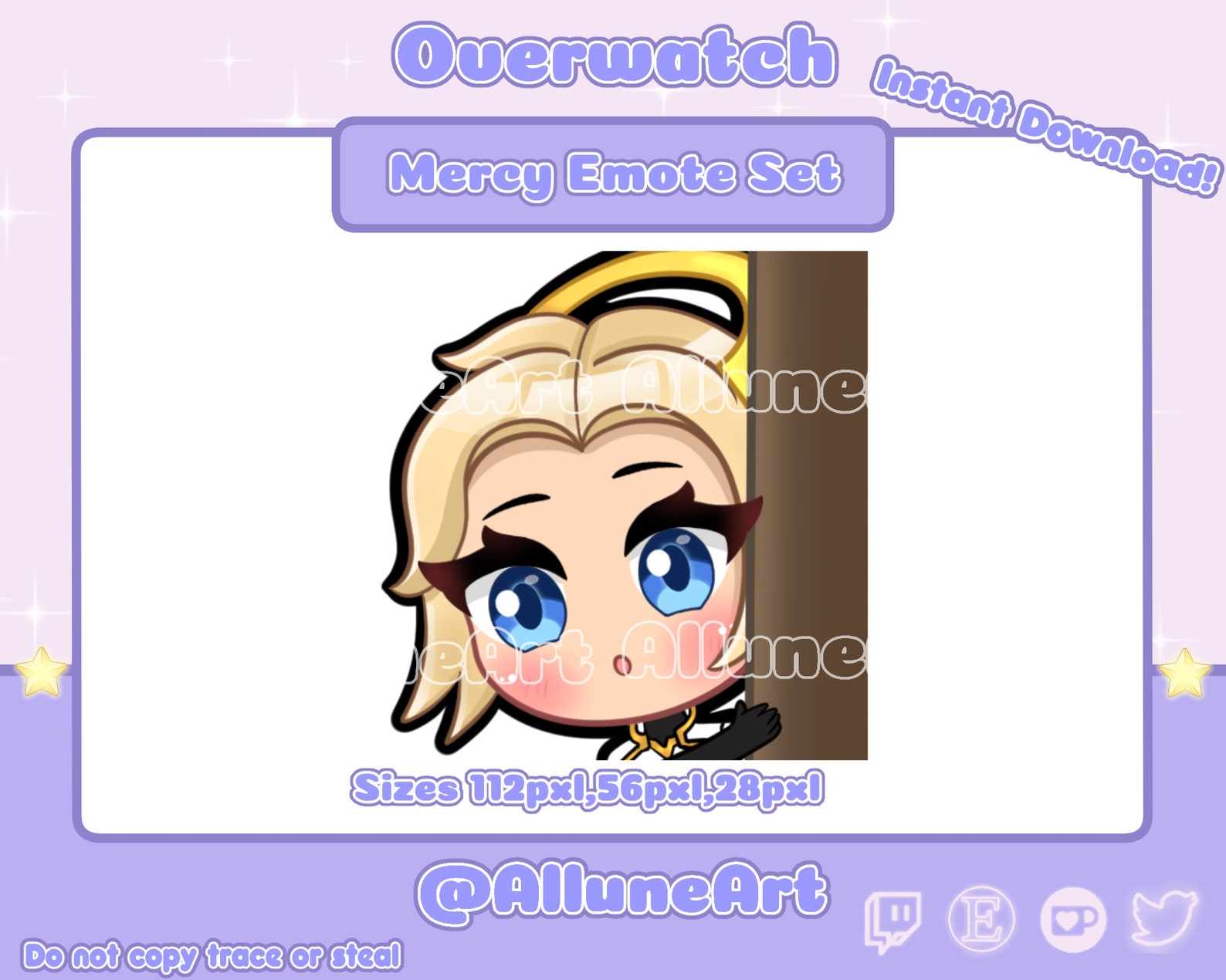 Cute Mercy Peek Emote Chibi Girl twitch Emotes Pack - Etsy