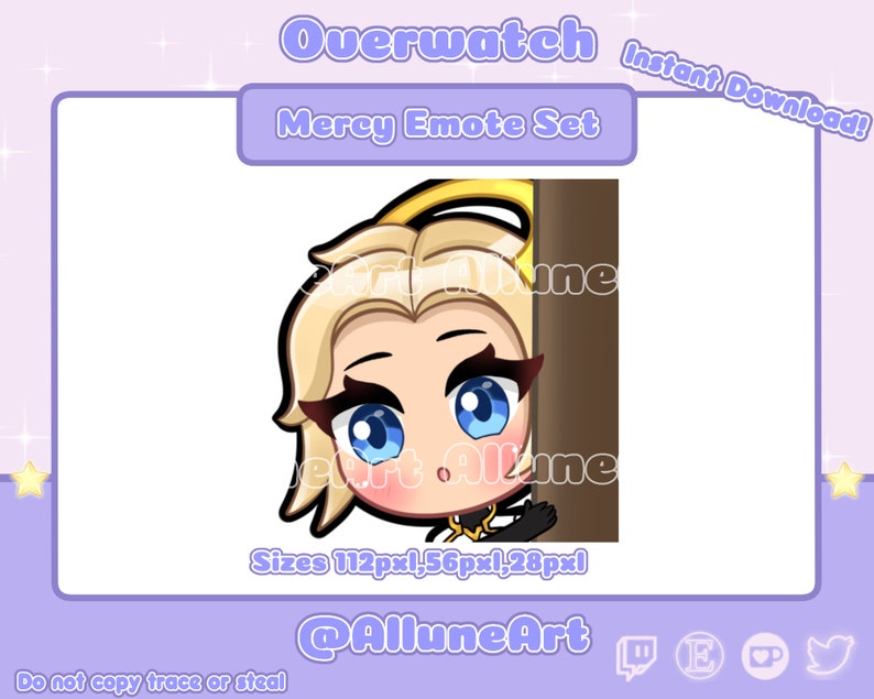 Cute Mercy Peek Emote Chibi Girl twitch Emotes Pack Discord Gaming ...