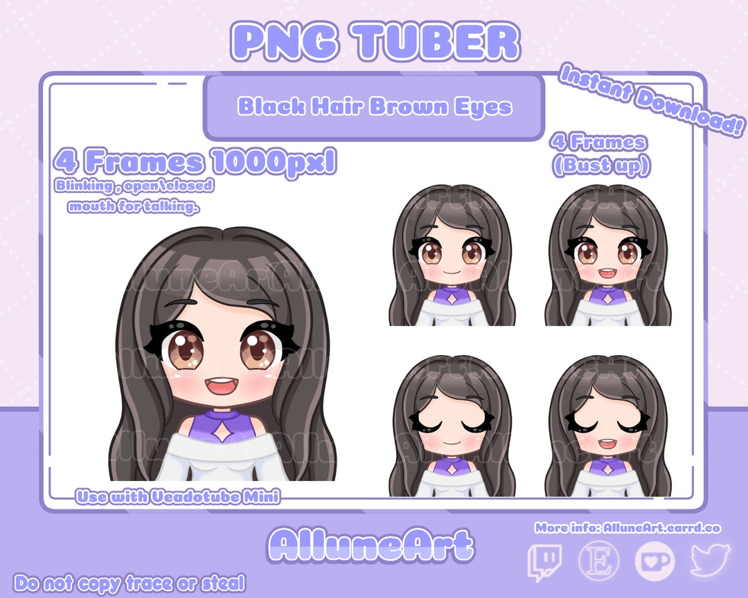 Black Hair Brown Eyes Chibi Model for Twitch/youtube/kick Vtuber Model ...