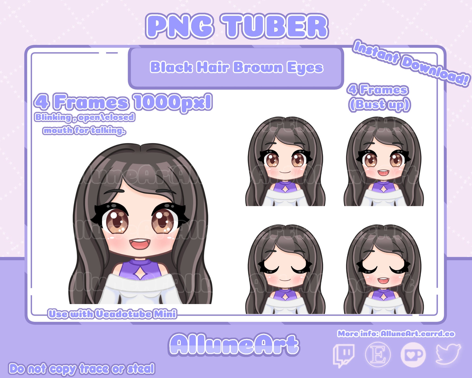 Black Hair Brown Eyes Chibi Model for Twitch/youtube/kick Vtuber Model ...