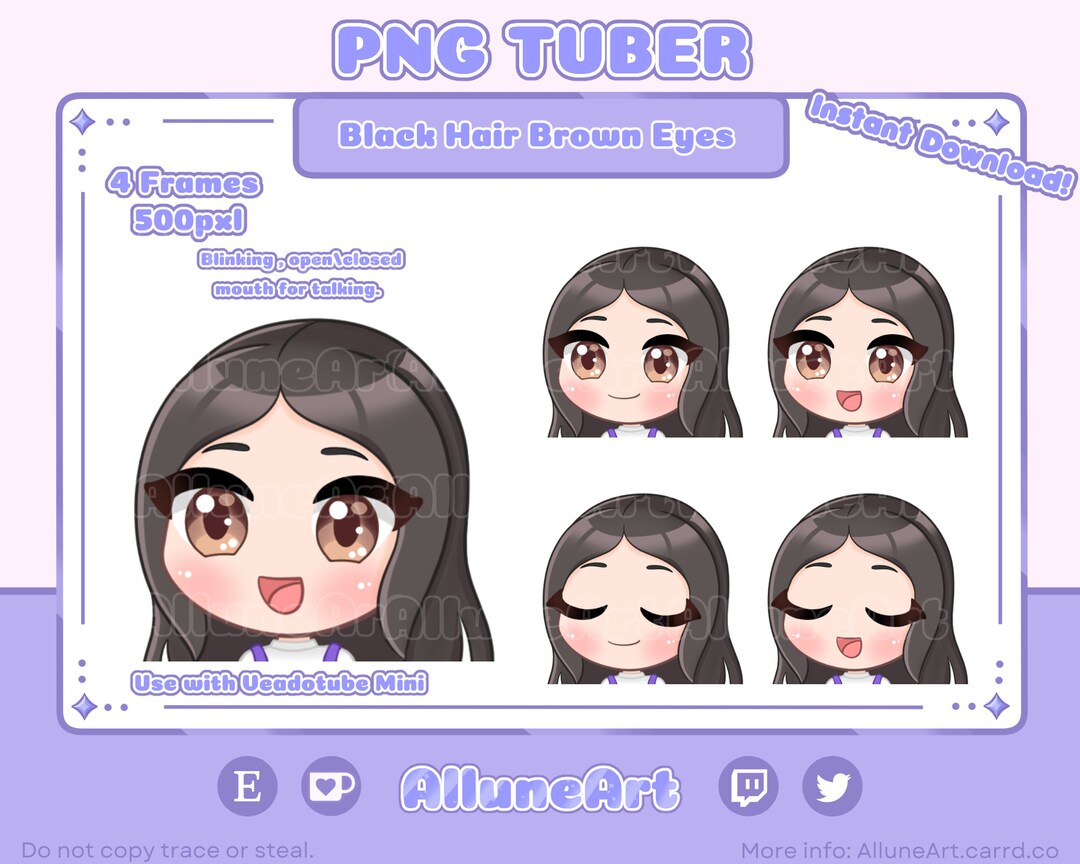 Black Hair | Brown Eyes | Straight Hair | Chibi Pngtuber Model for ...