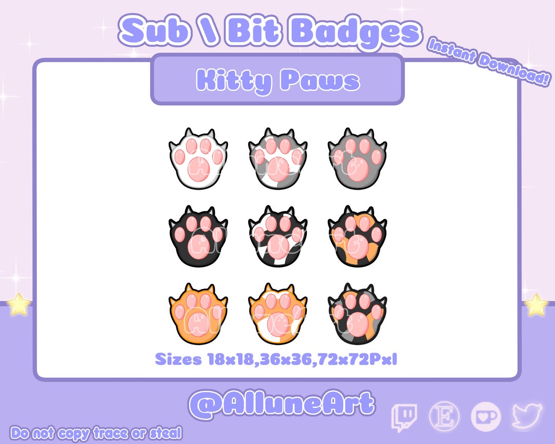 Cute Kitty Paws Sub Bages twitch Pack Discord Gaming Streamer - Etsy