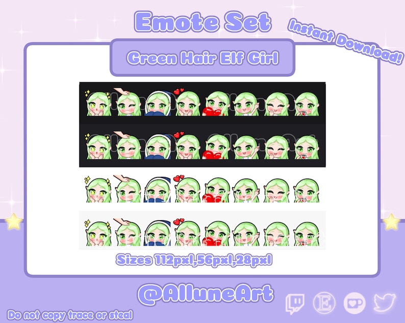 Cute Elf Girl - Green Hair - Pngtuber - Chibi - Streamer - Discord ...