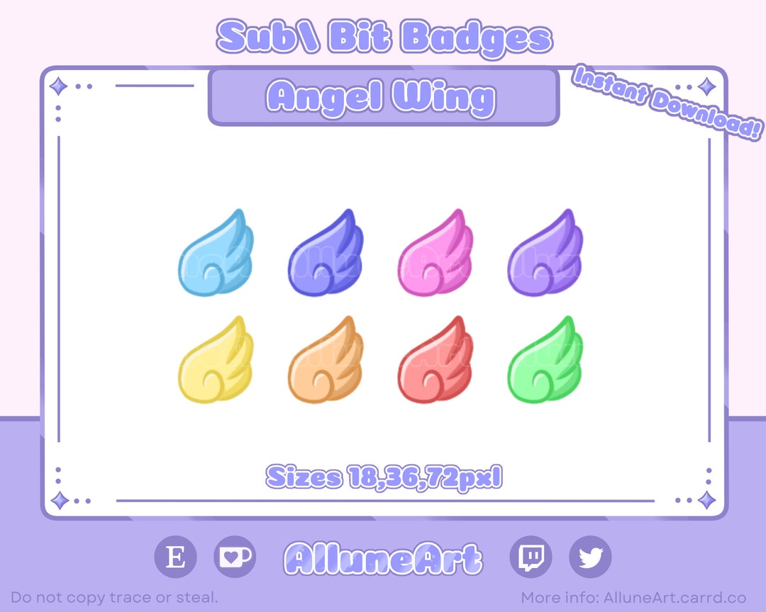 Angel Wing Sub Badges for Twitch/youtube/kick/discord | Bit Badges ...