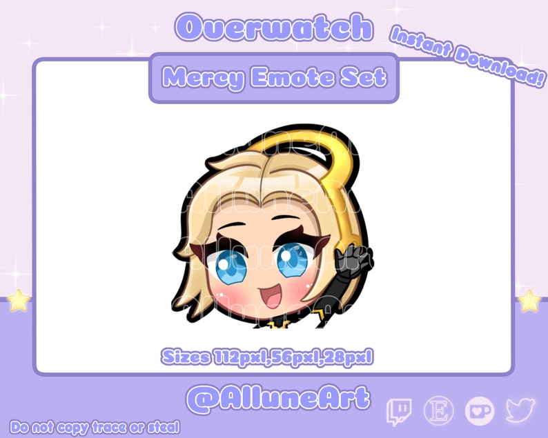 Cute Mercy Wave Emote Chibi Girl twitch Emotes Pack - Etsy
