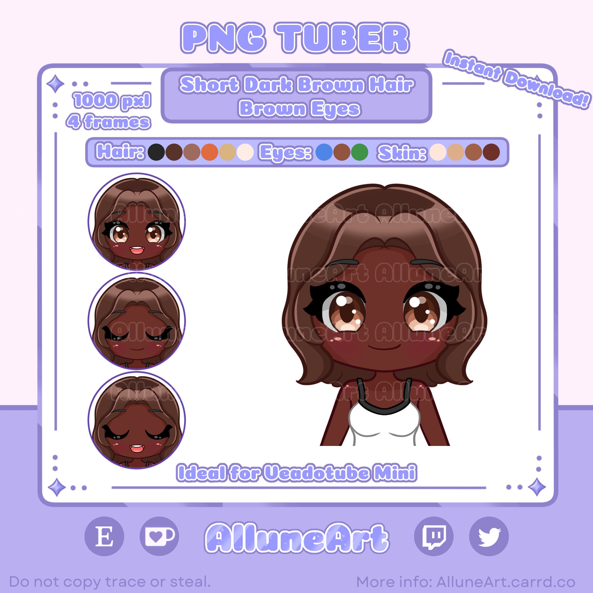 Female Short Hair Dark Brown Hair Brown Eyes Chibi Model for Twitch ...