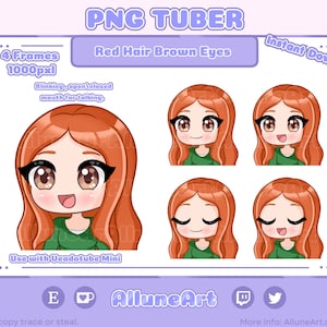 Red Hair | Brown Eyes | Chibi Model for Twitch/youtube/kick | Vtuber ...