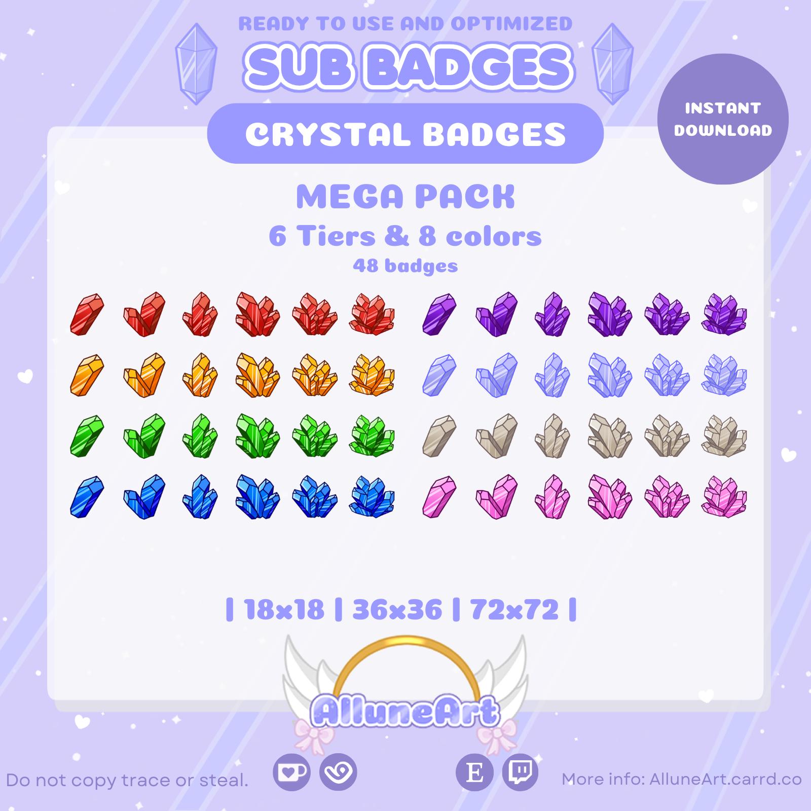 MEGA PACK of Crystal Sub / Bit Badges for Twitch Cute Subscriber Badges ...