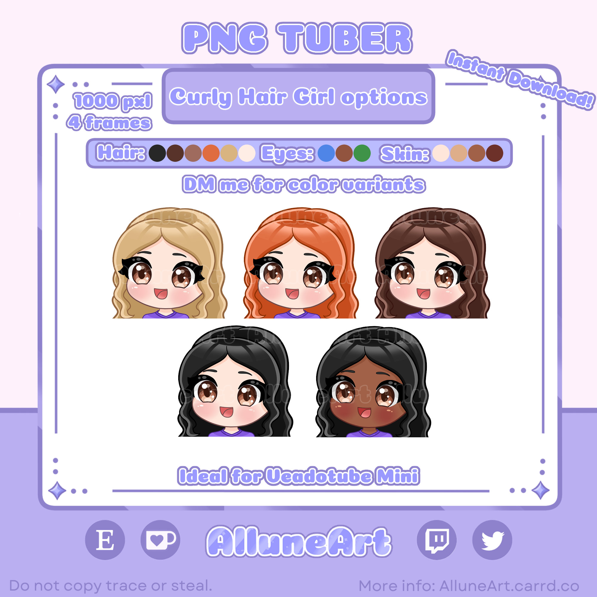 Female | Curly Hair | Black Hair | Brown Eyes | Chibi Model for Twitch ...