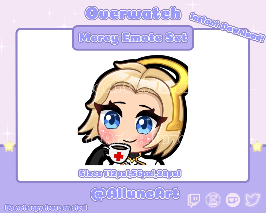 Cute Mercy Sip Emote - Chibi Girl -twitch Emotes Pack - Discord ...
