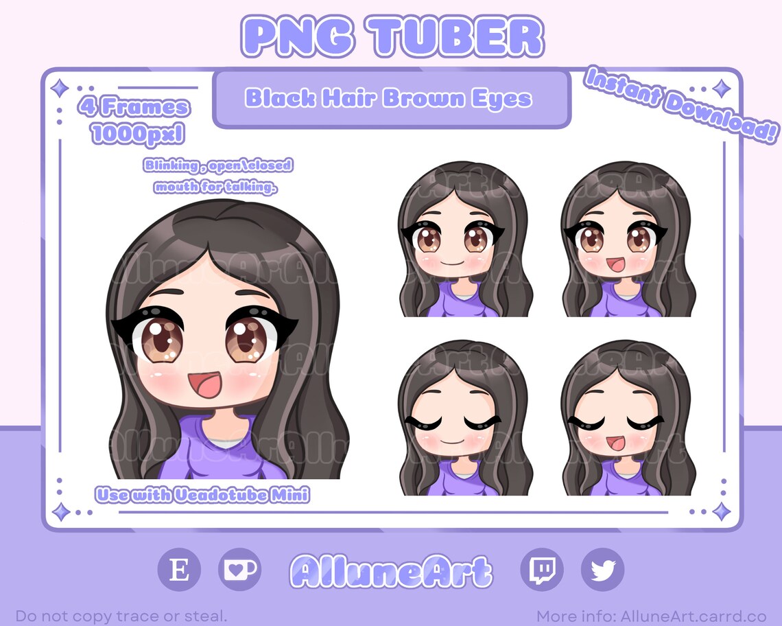 Black Hair | Brown Eyes | Chibi Model for Twitch/youtube/kick | Vtuber ...