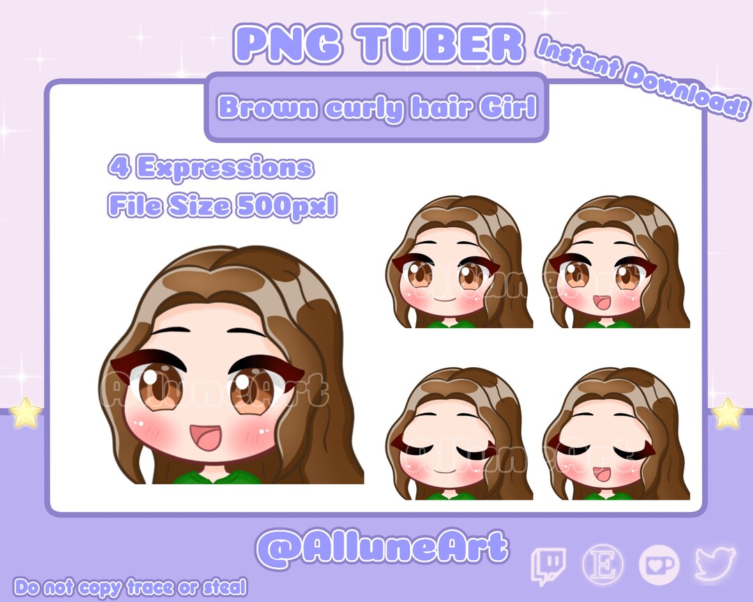 Pngtuber Girl Brown Curly Hair Chibi Streamer Discord Vtuber Twitch ...