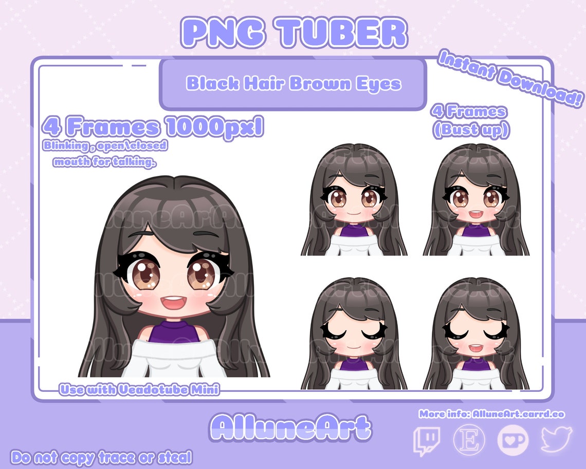 Black Hair | Brown Eyes | Chibi Pngtuber Model for Twitch/youtube ...