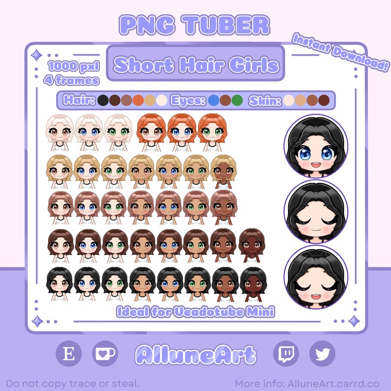 Female | Short Hair | Red Hair | Blue Eyes | Chibi Model for Twitch ...