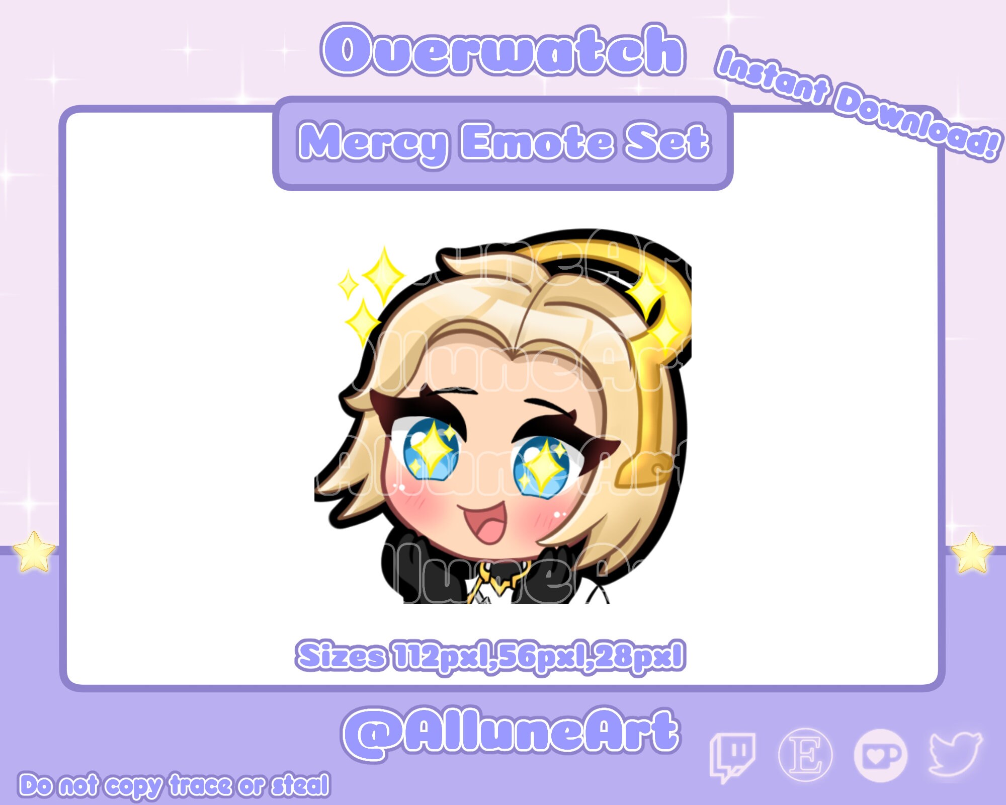 Cute Mercy Wow Emote Chibi Girl twitch Emotes Pack - Etsy