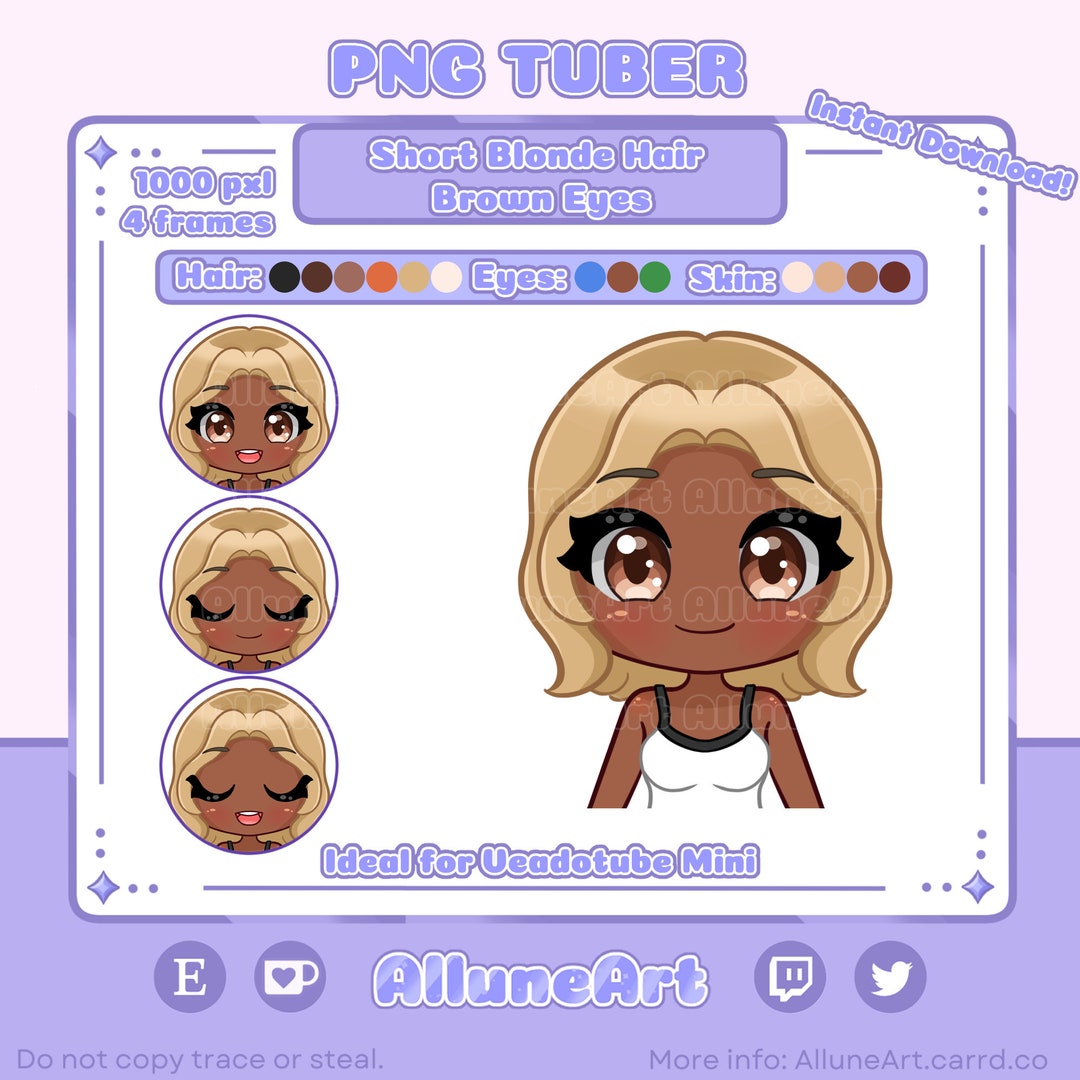 Female Short Hair Blonde Hair Brown Eyes Chibi Model for Twitch/youtube ...