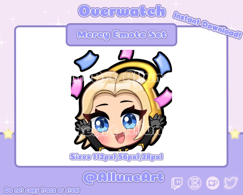 Cute Mercy Hypeemote Chibi Girl twitch Emotes Pack Discord Gaming ...