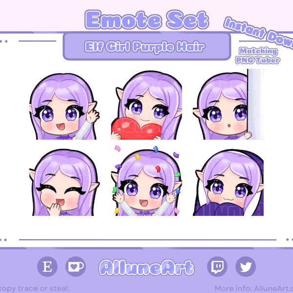 Cat Girl pink Hair Purple Eyes Chibi Model for Twitch/youtube/kick ...