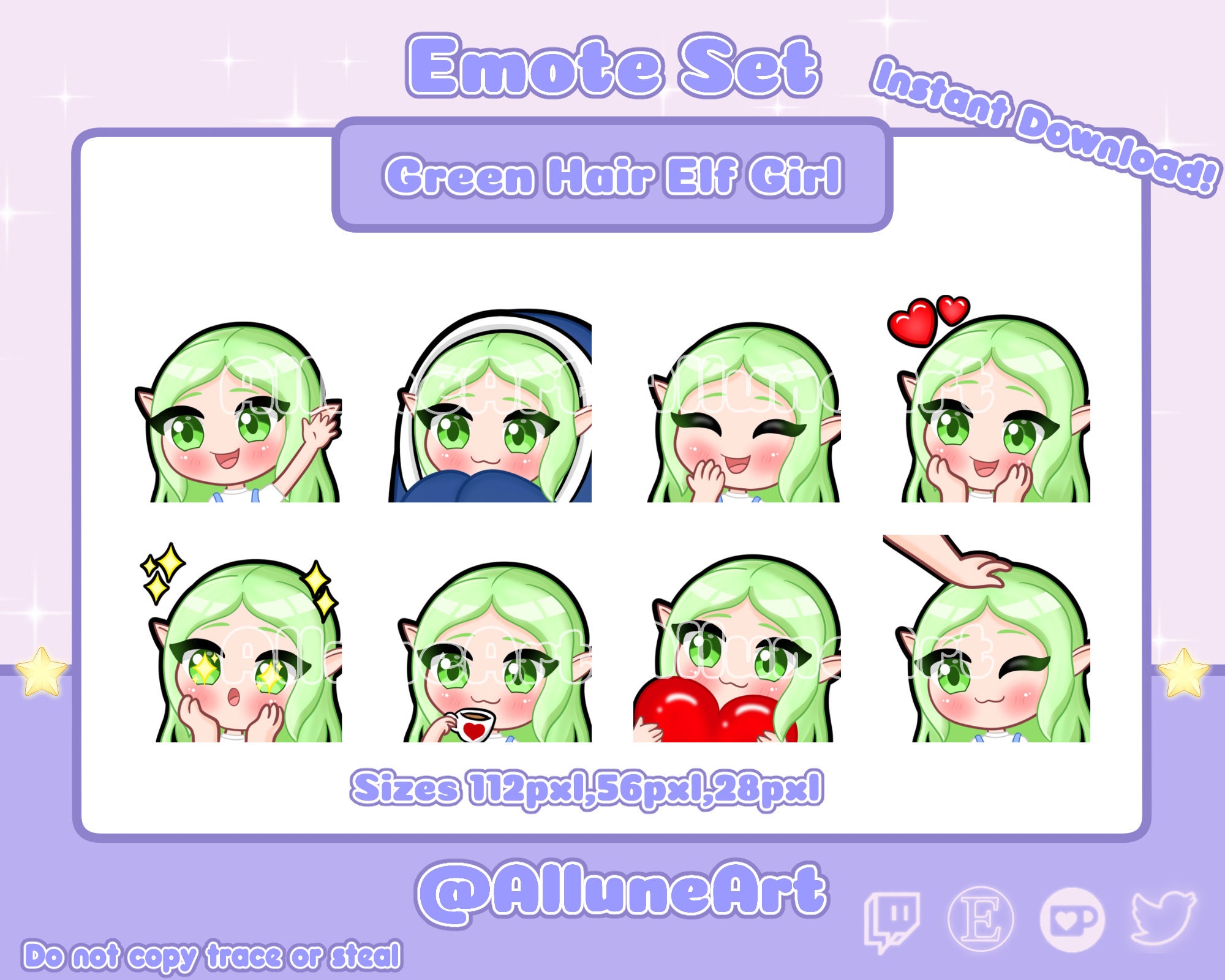 Cute Elf Girl - Green Hair - Pngtuber - Chibi - Streamer - Discord ...