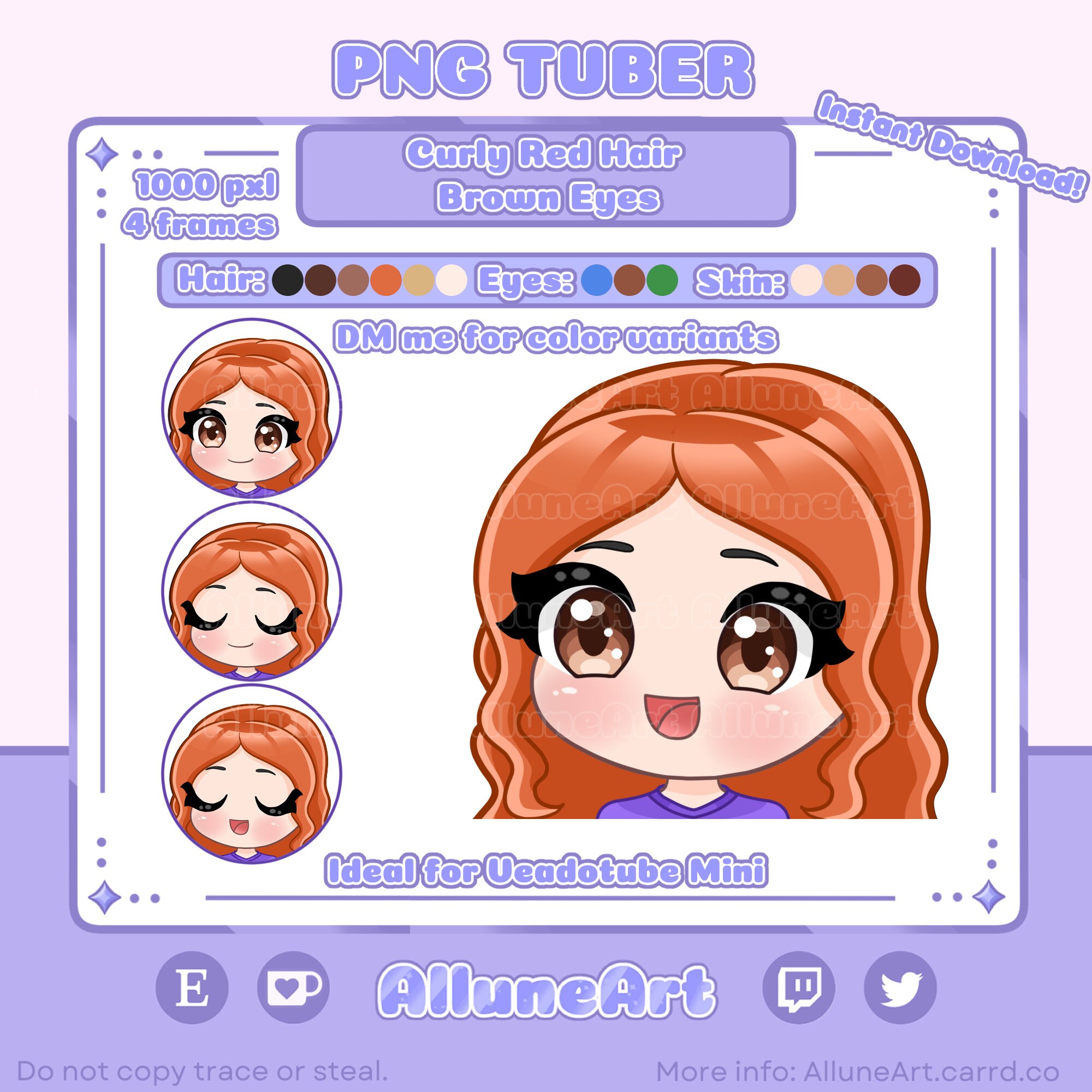 Female | Curly Hair | Red Hair | Brown Eyes | Chibi Model for Twitch ...