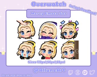 Cute Mercy Overwatch Sticker Emotes Set Bundle for Twitch Streamers ...