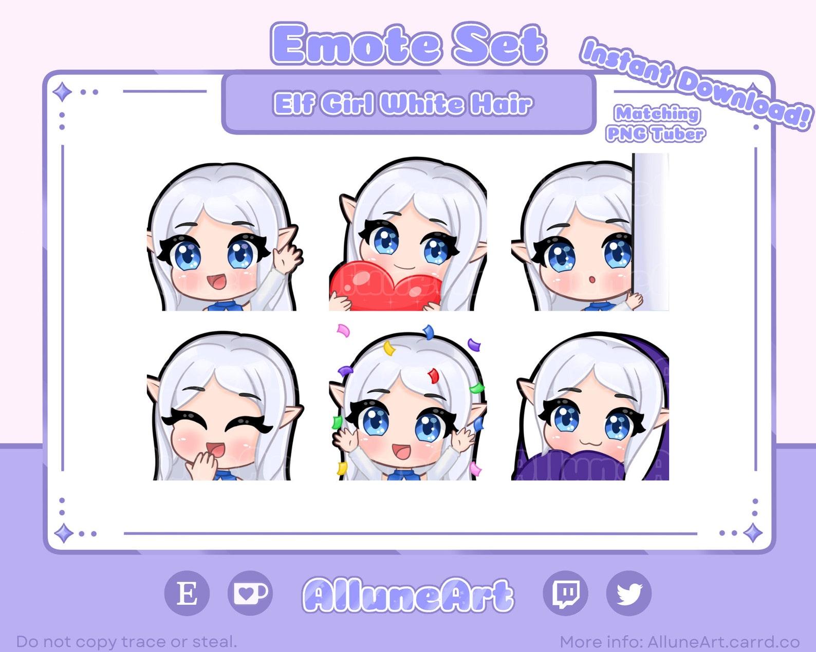 Elf Girl | White Hair | Chibi Emotes for Twitch/youtube/kick | Vtuber ...