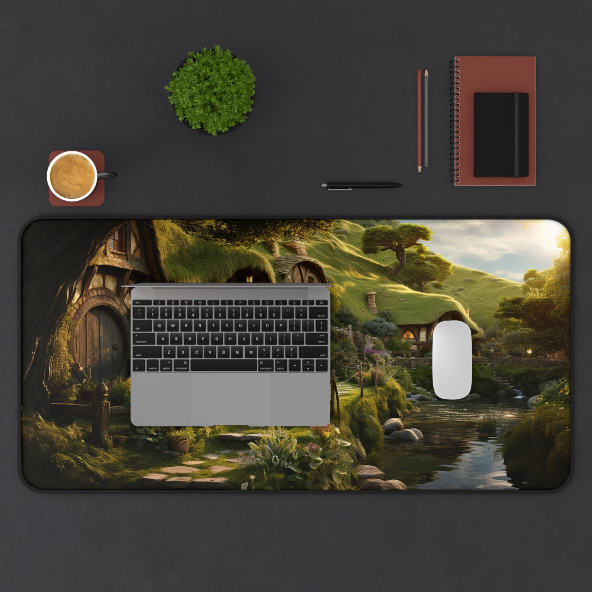 Hobbiton Imagined Desk Mat, the Shire XXL Mouse Mat, Cute Hobbit Holes ...