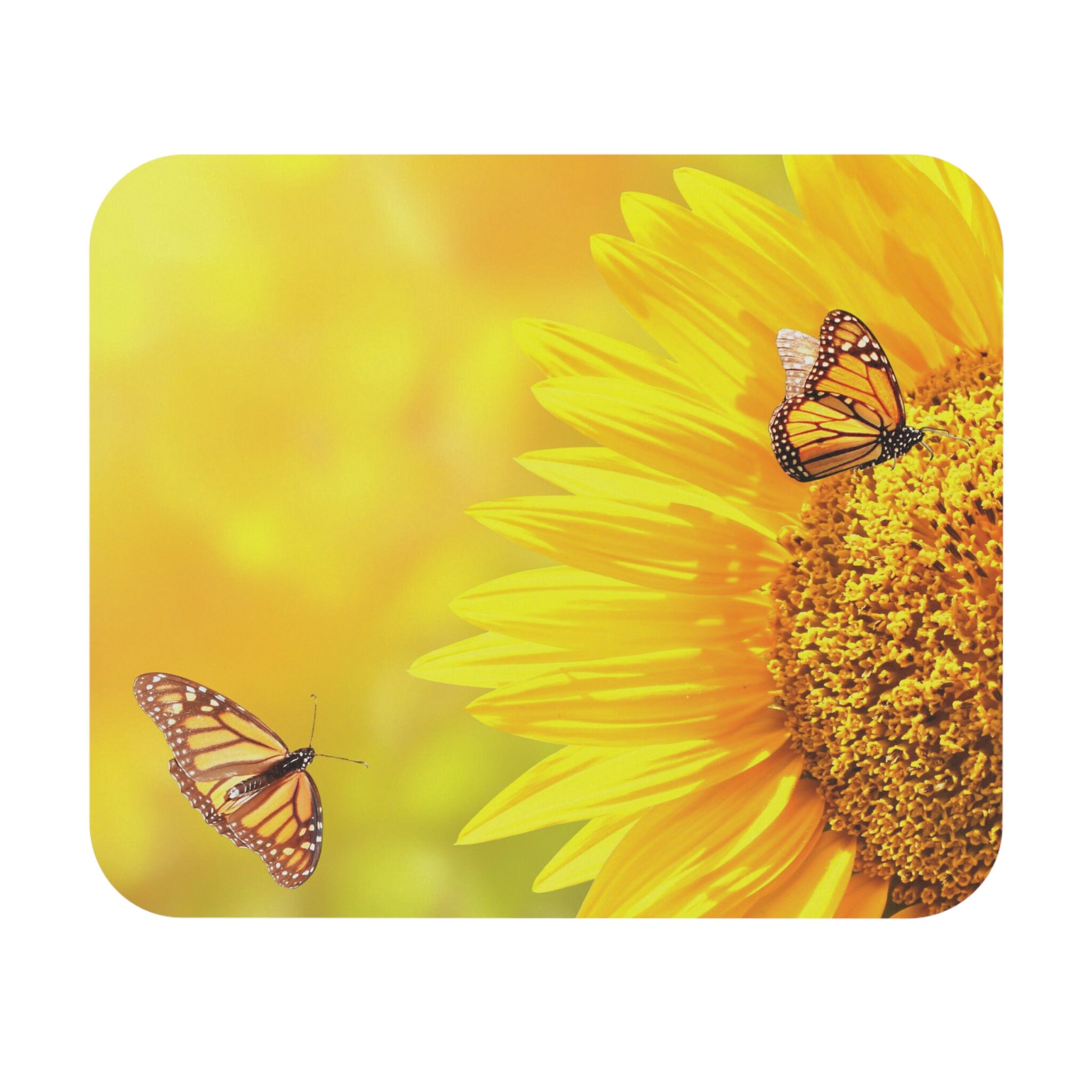 Sunflower Butterflies Mouse Pad, Yellow Springtime Mouse Mat, Butterfly ...