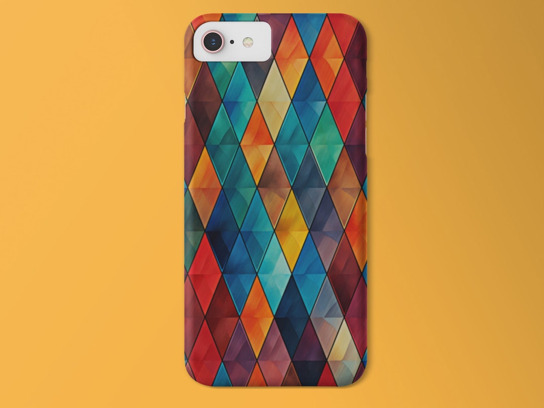 Stained Glass Glossy Snap Phone Case, Diamond Pattern Phone Cover ...