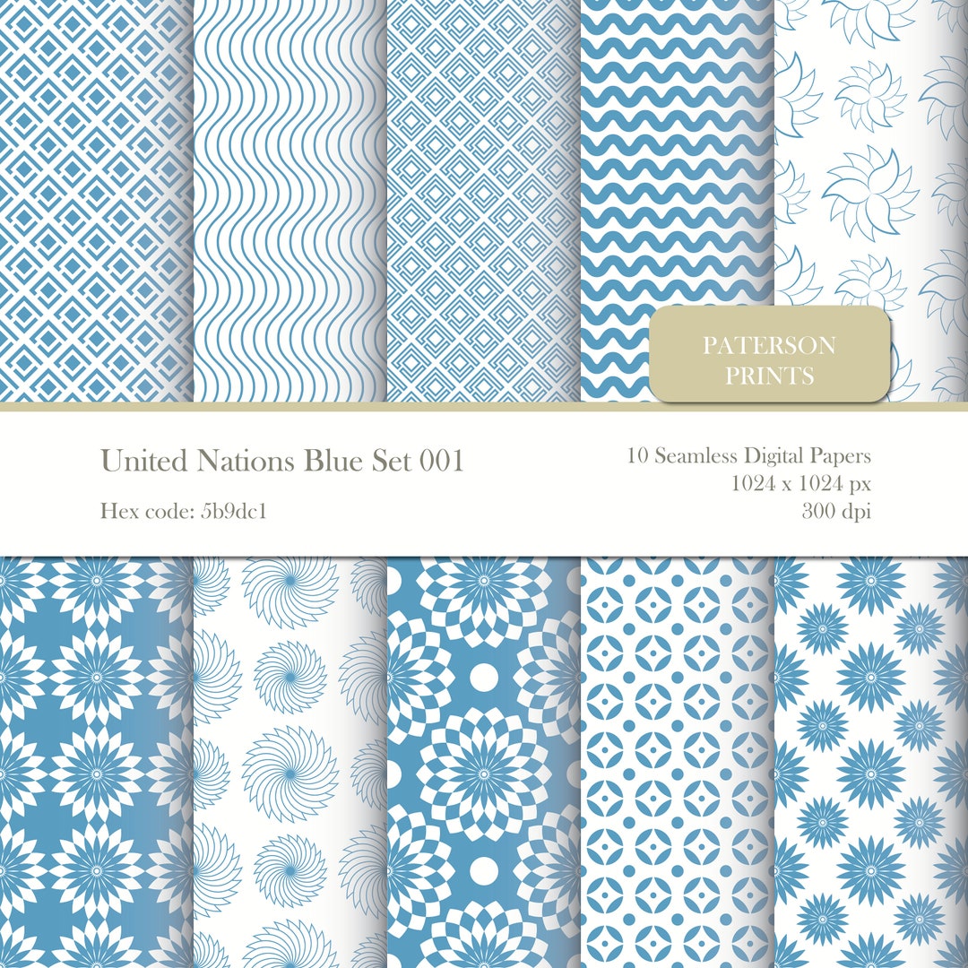 10 Digital Papers, united Nations Blue, Boho, Scrapbook Paper, Digital ...