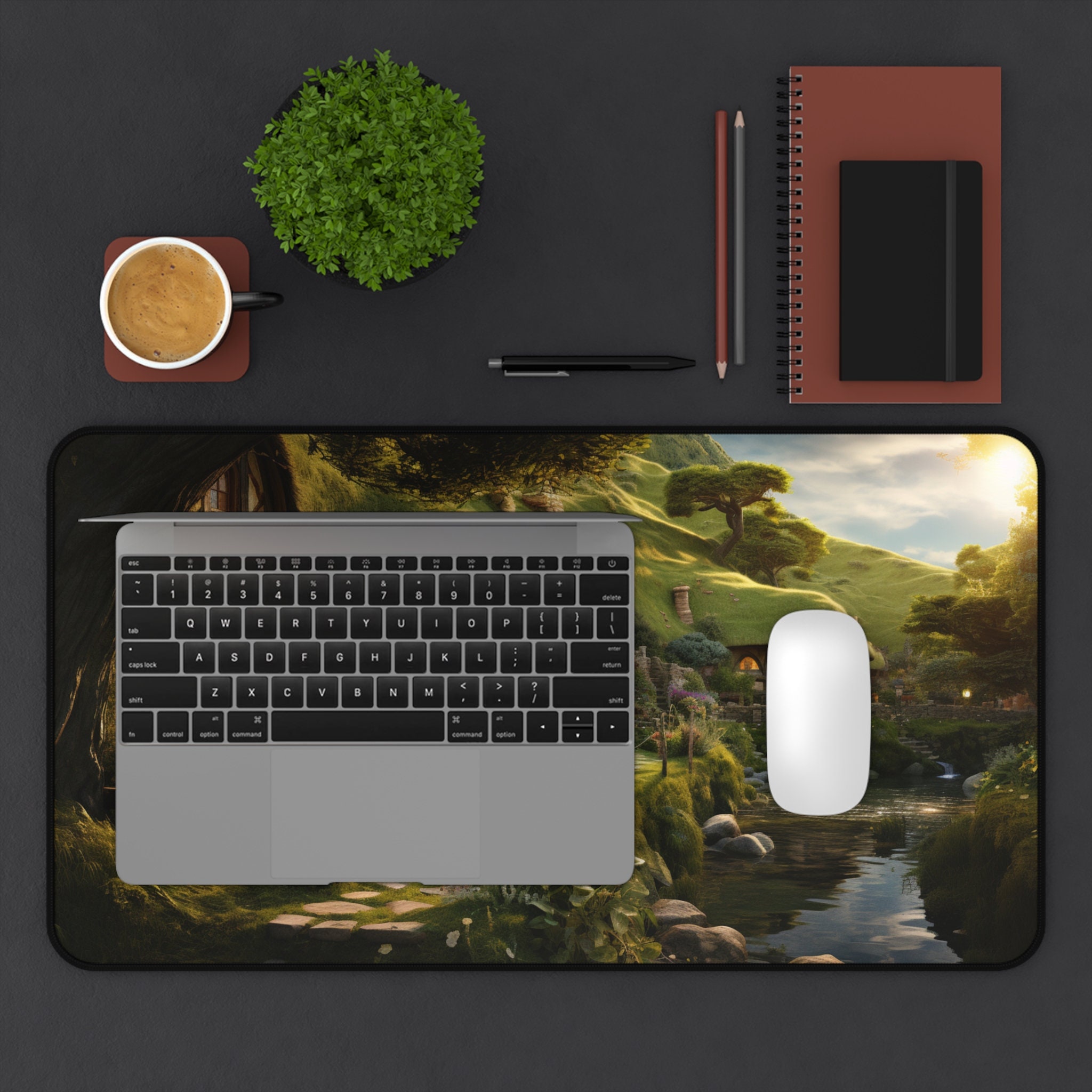 Hobbiton Imagined Desk Mat, the Shire XXL Mouse Mat, Cute Hobbit Holes ...