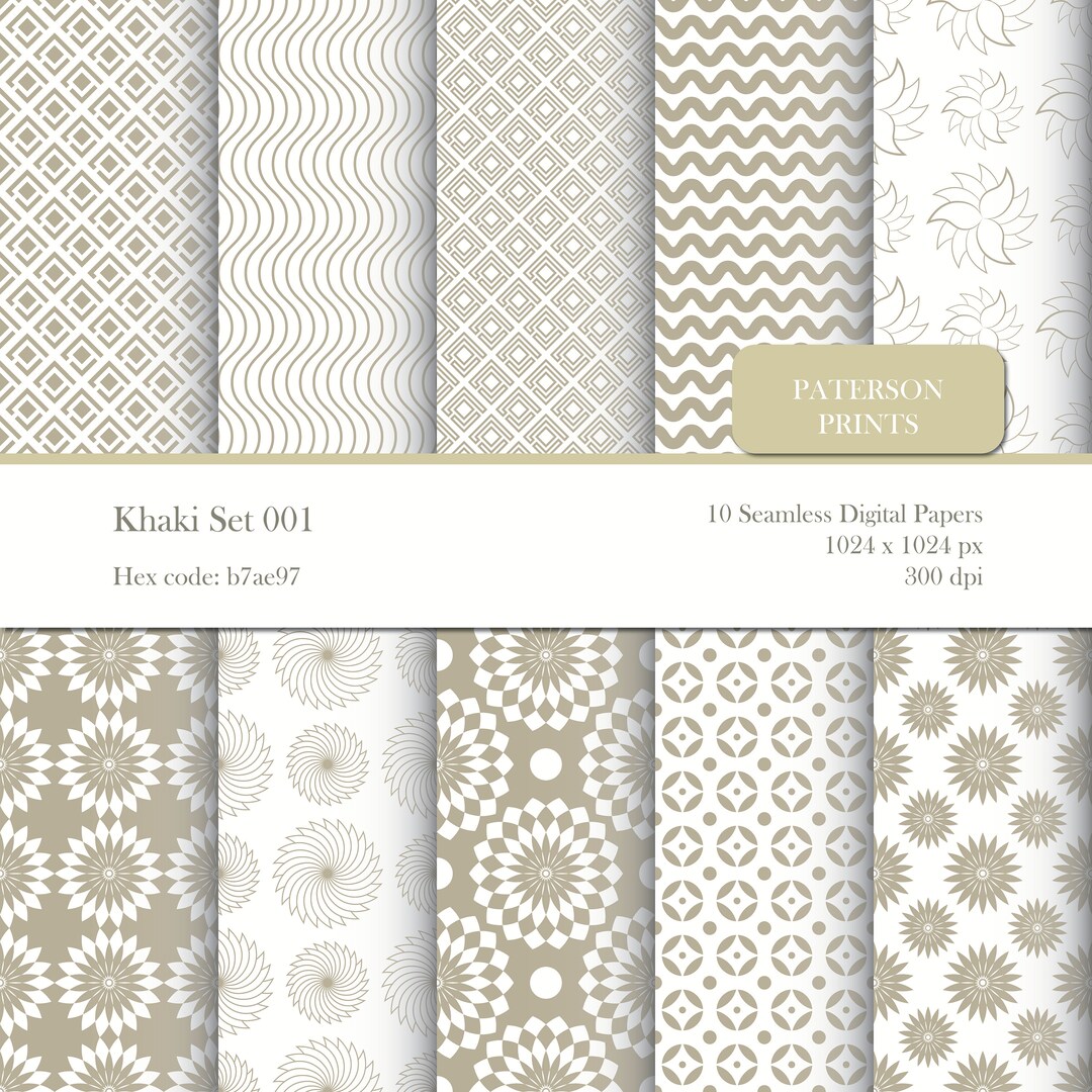 10 Digital Papers,khaki Tan, Boho, Scrapbook Paper, Digital Paper Set ...