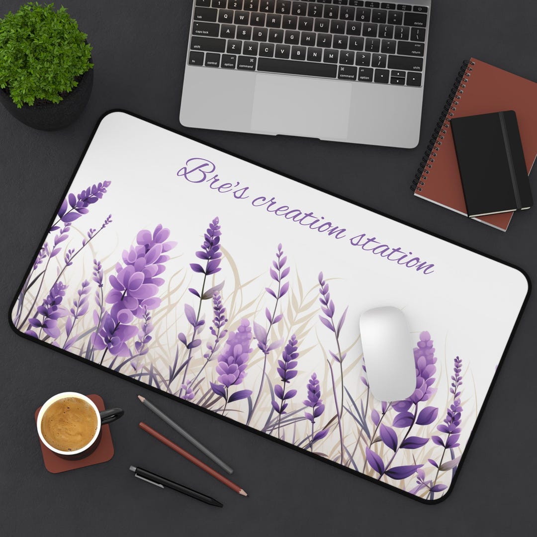 Personalized Lavender Desk Mat, Custom Floral Desk Pad, Creative Gift ...