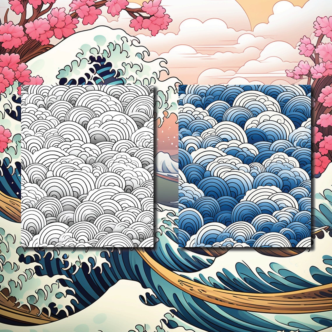 20 Japanese Culture Coloring Pages, Grayscale Images, Digital Adult ...