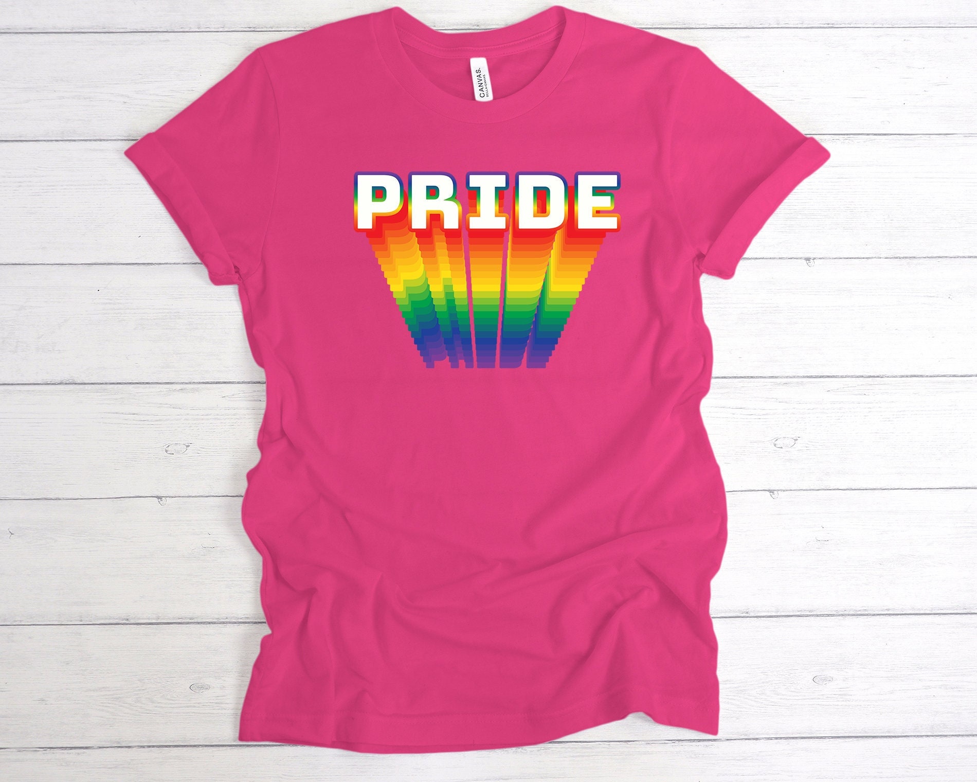 Pride Rainbow T-shirt, Colorful Pride Shirt, Rainbow Typology, LGBTQ ...