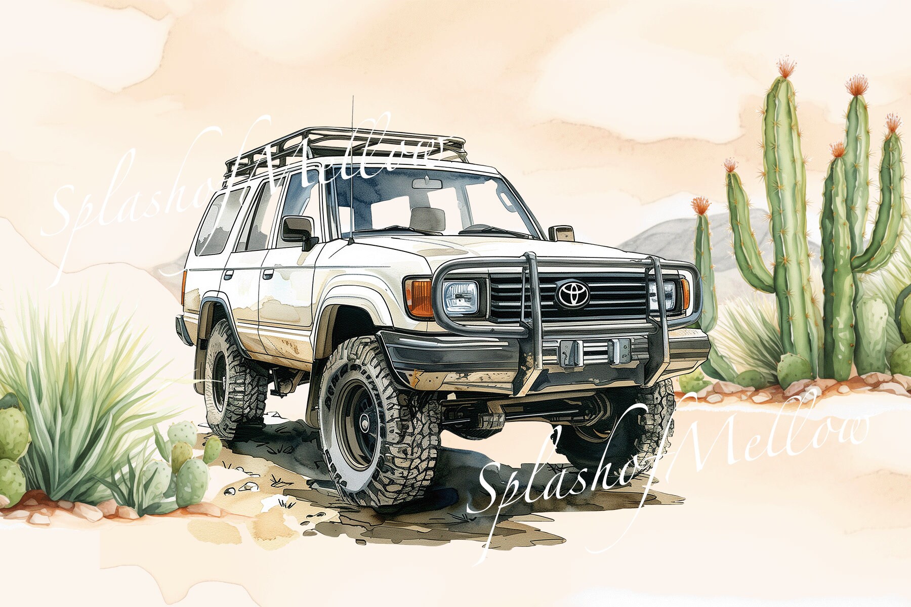 Watercolor Vintage 4runner Clipart - Vintage Car Clipart - Vintage Car ...