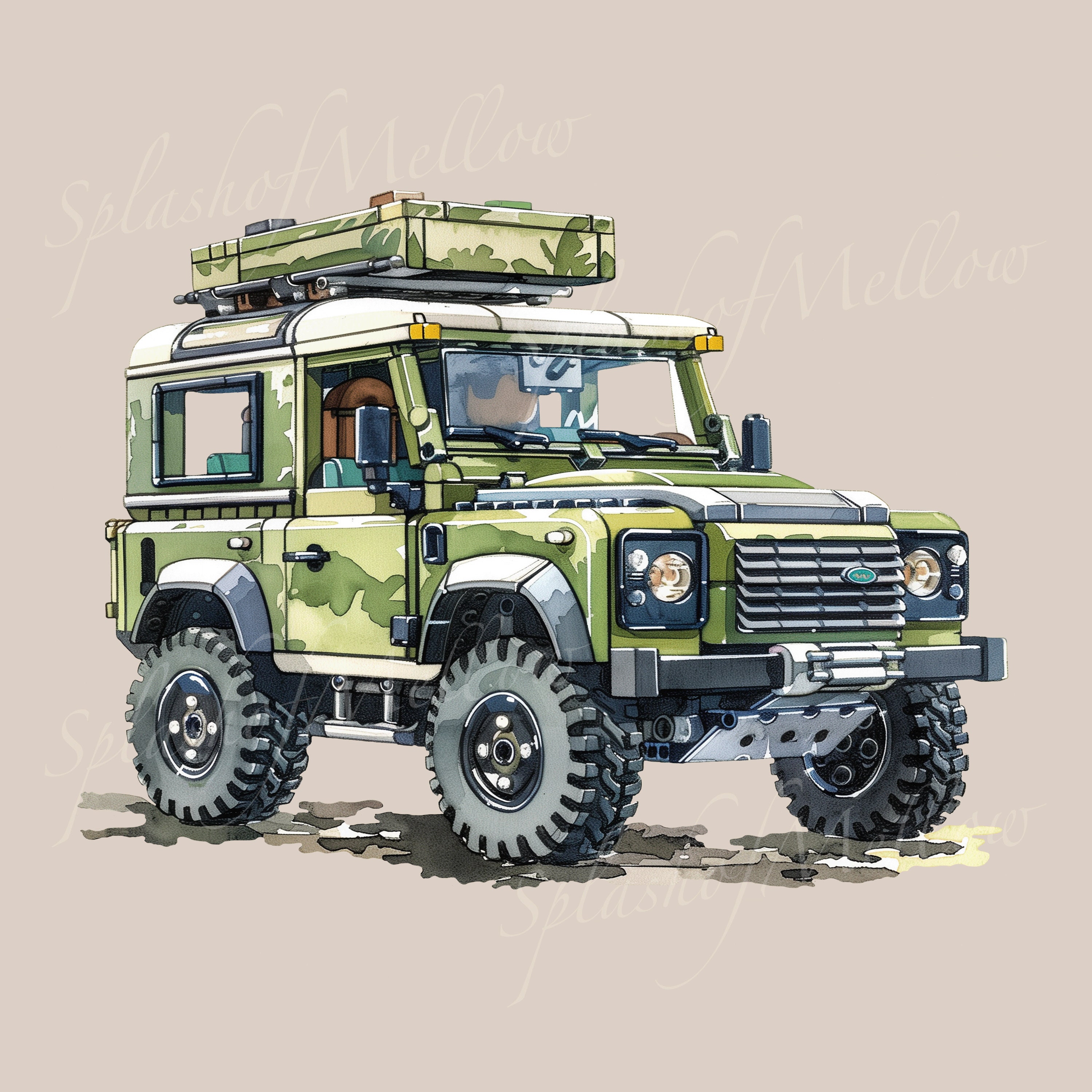 Watercolor Toy Style Land Rover Defender Clipart - Car Clipart ...