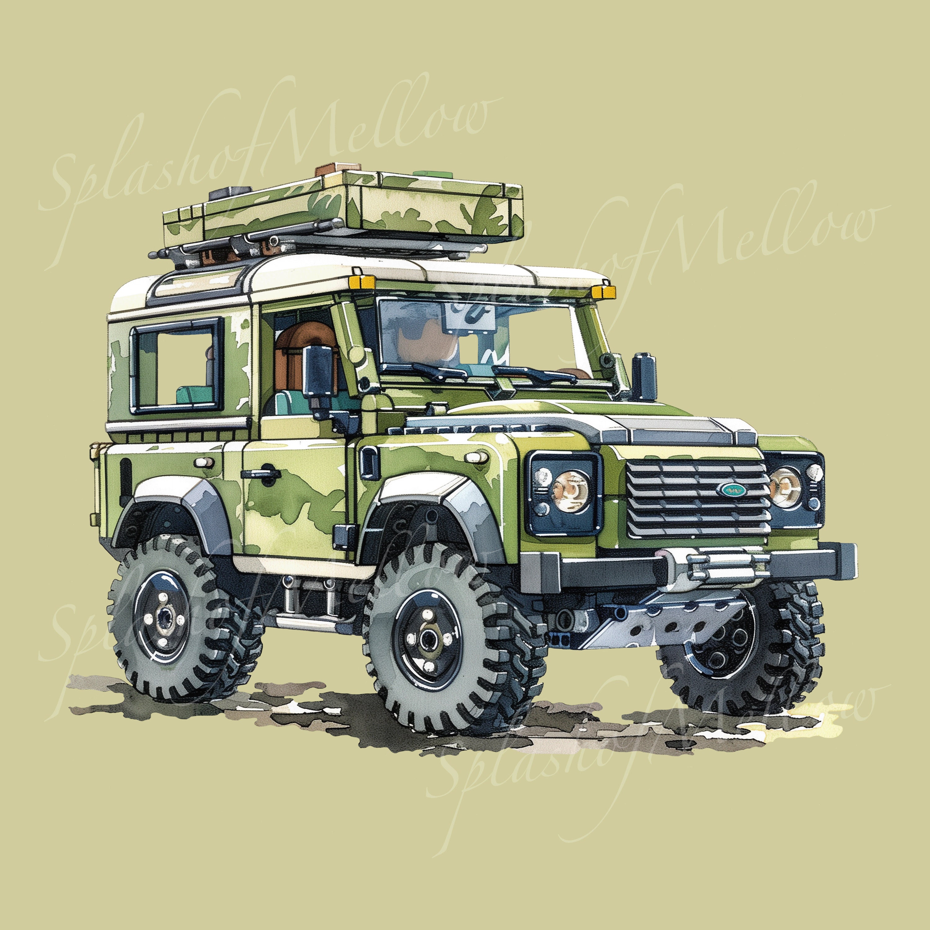 Watercolor Toy Style Land Rover Defender Clipart - Car Clipart ...